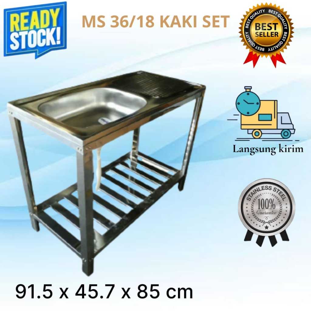 Jual Meja Bak Cuci Piring Metalco MS 36/18 Kaki Set Meja Stainless ...