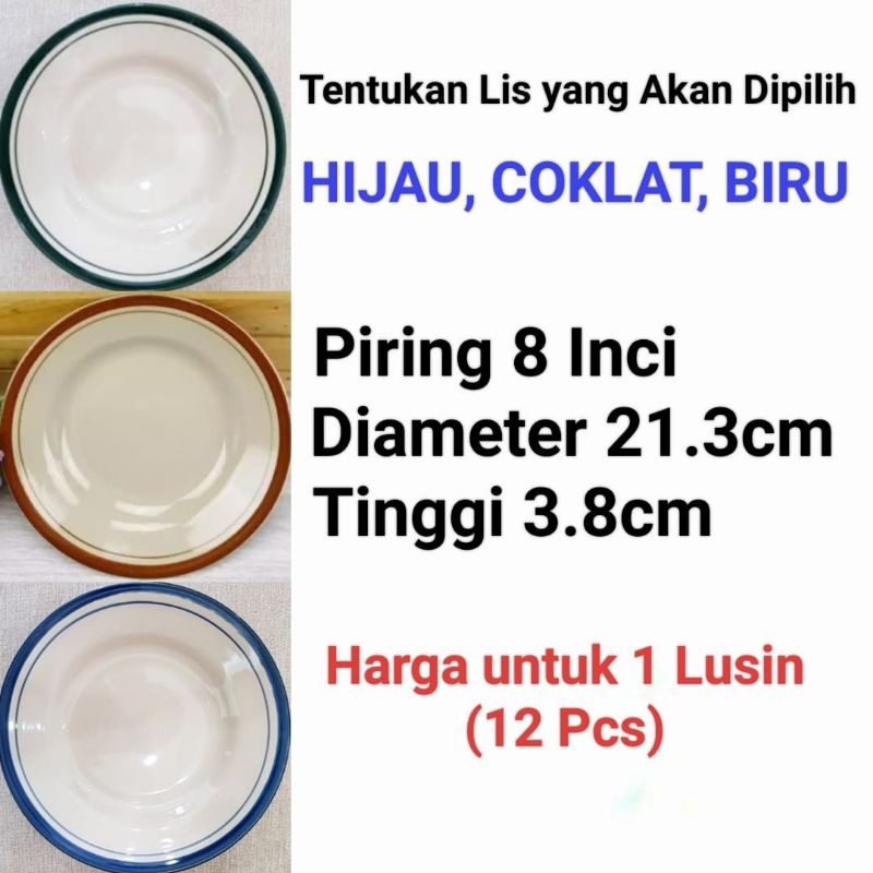 Jual piring makan keramik piring warteg piring ketoprak ukuran 8 inch ...