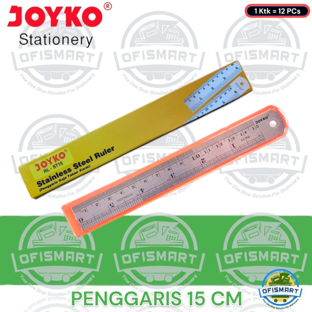 Jual Joyko Penggaris Besi Stainless Steel Ruler 15 Cm | @1Ktk=12 Pcs | Shopee Indonesia