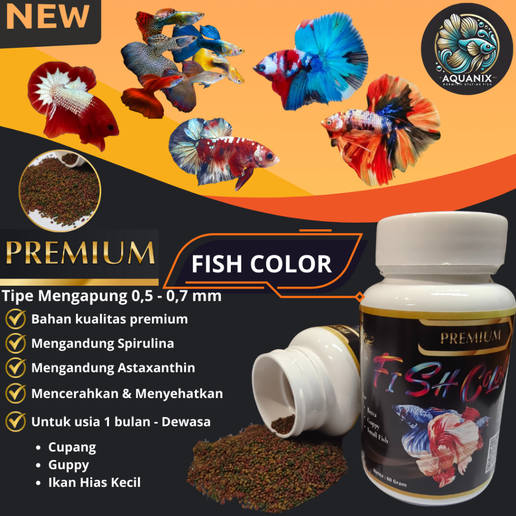 Jual Pakan Ikan Hias Terbaik - Aquanix Premium Fish Color dengan ...