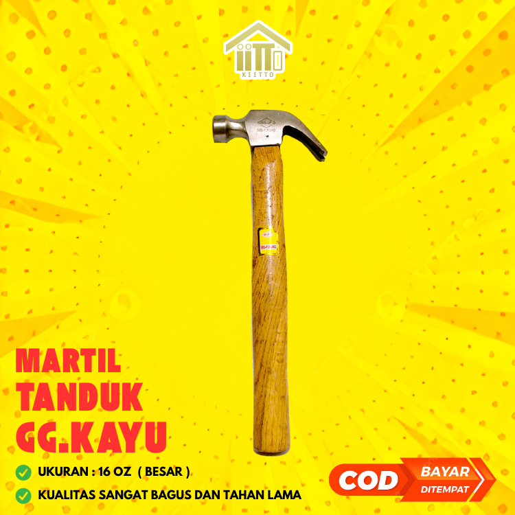 Jual PALU MARTIL TANDUK GAGANG KAYU CABUT PAKU 16 OZ KECIL / PALU KAYU ...