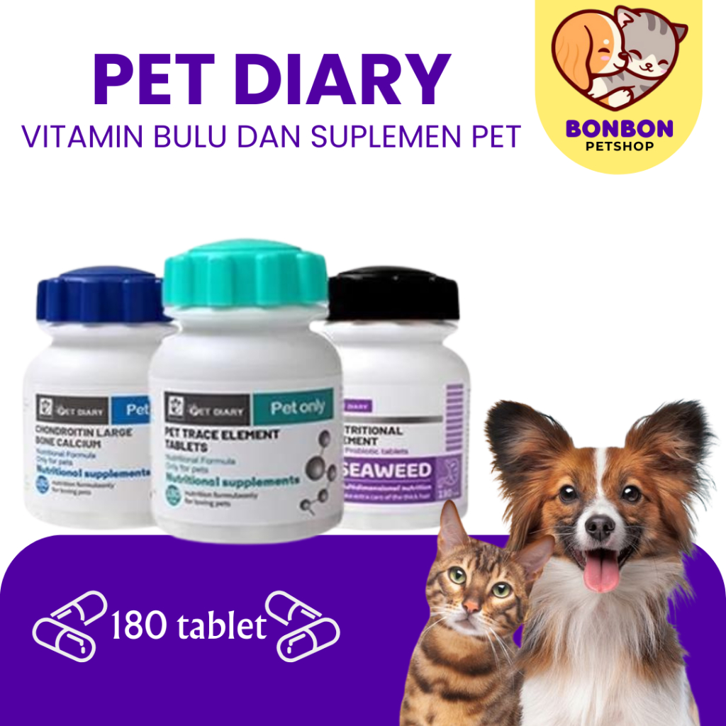 Jual Pet Diary Vitamin Bulu Kucing Anti Bulu Rontok Kucing Kalsium ...