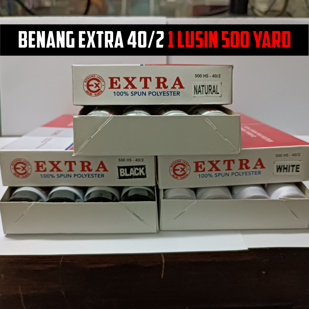 Jual Benang Jahit EXTRA 40/2 1 LUSIN 500 Yards | Shopee Indonesia