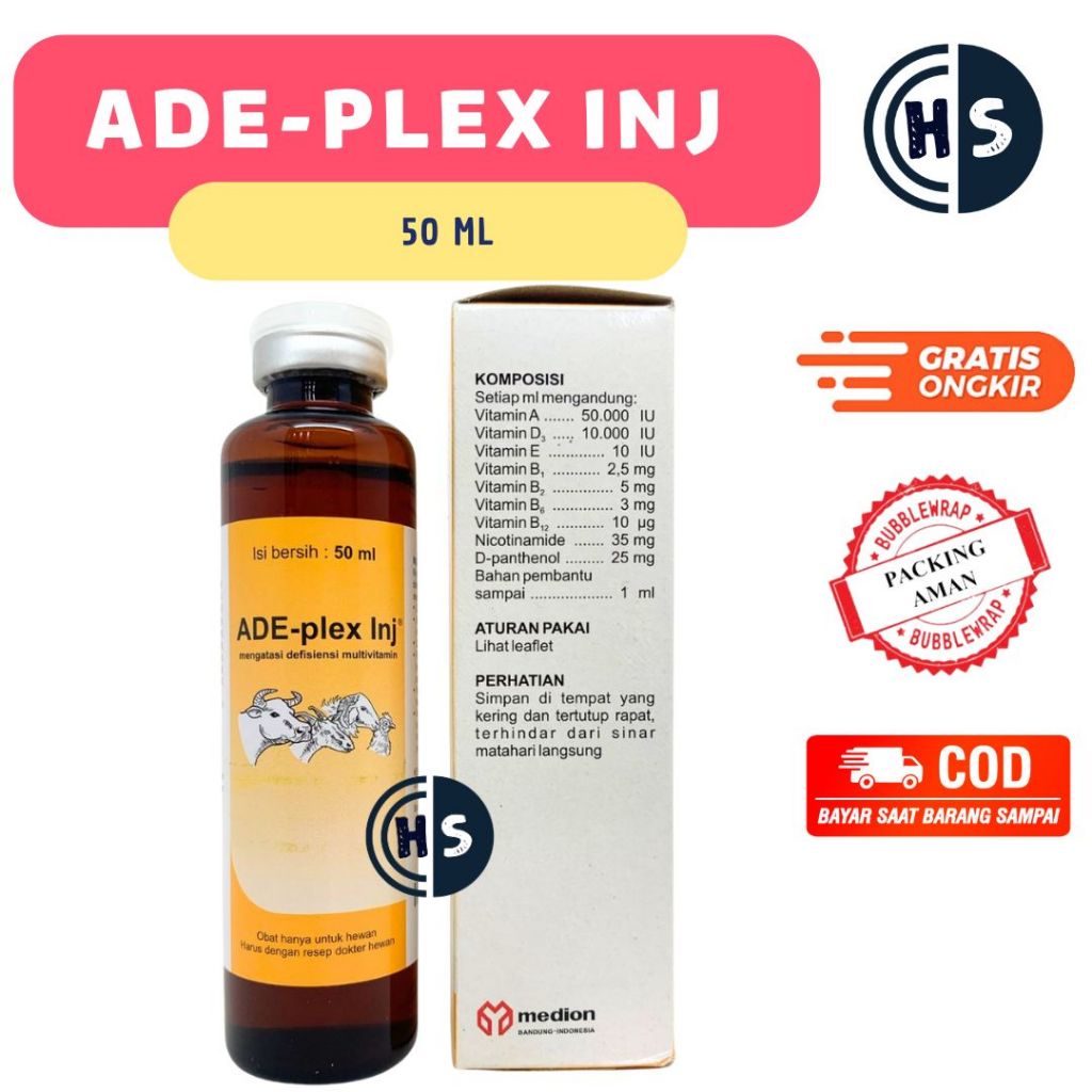 Jual ADE PLEX INJ 50 ML - Multivitamin Hewan Vitamin ADE dan B Complex ...