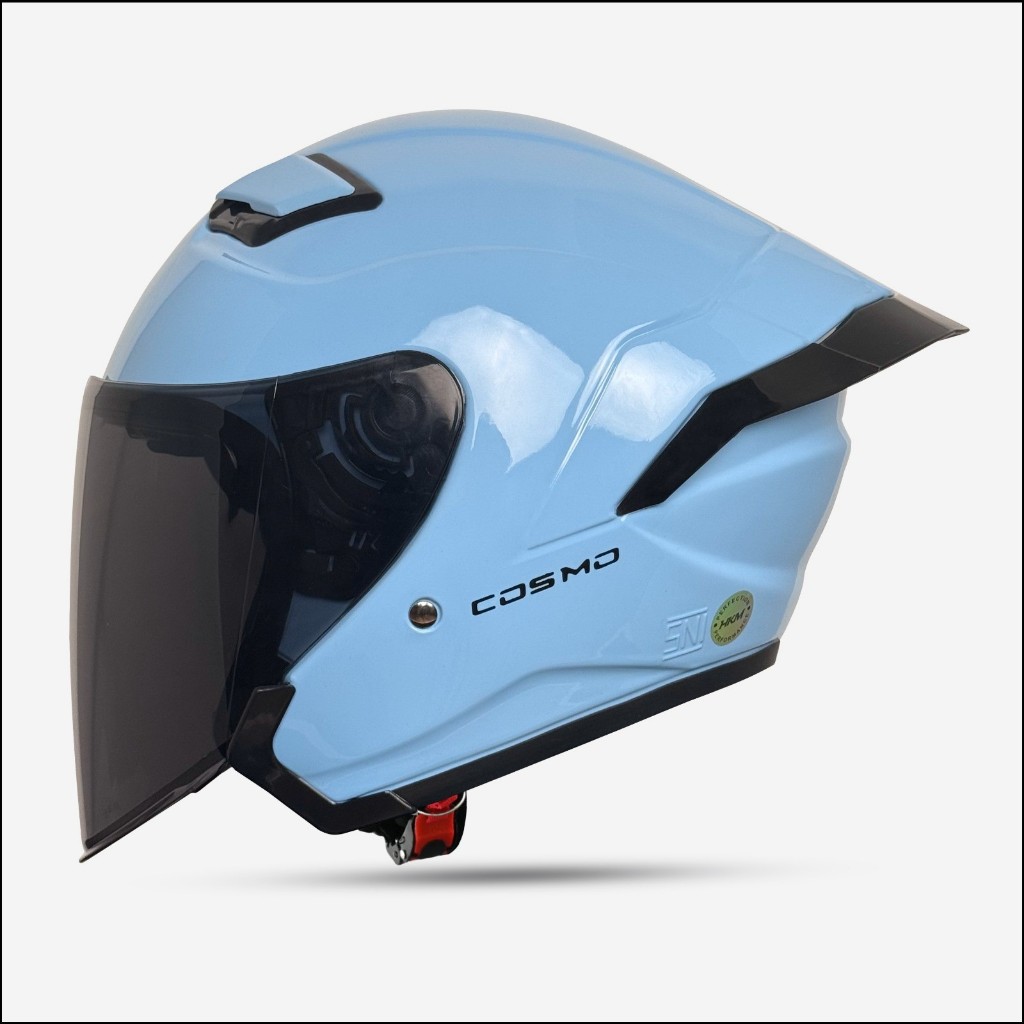 Jual Helm Half Face HKM COSMO | Ice Blue Kaca Hitam | Helm Premium ...