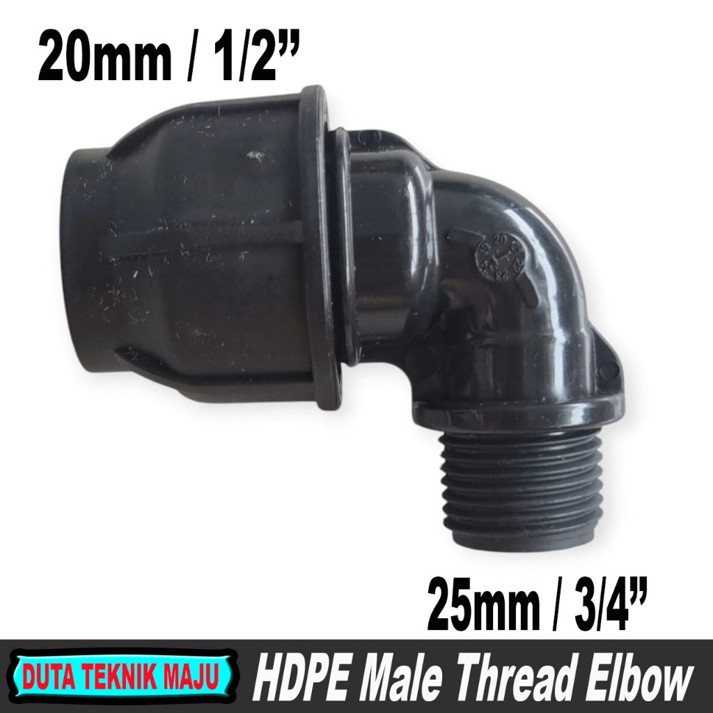 Jual Fitting HDPE Male Thread Elbow 20mm x 25mm ( 1/2'' x 3/4 " inch ...