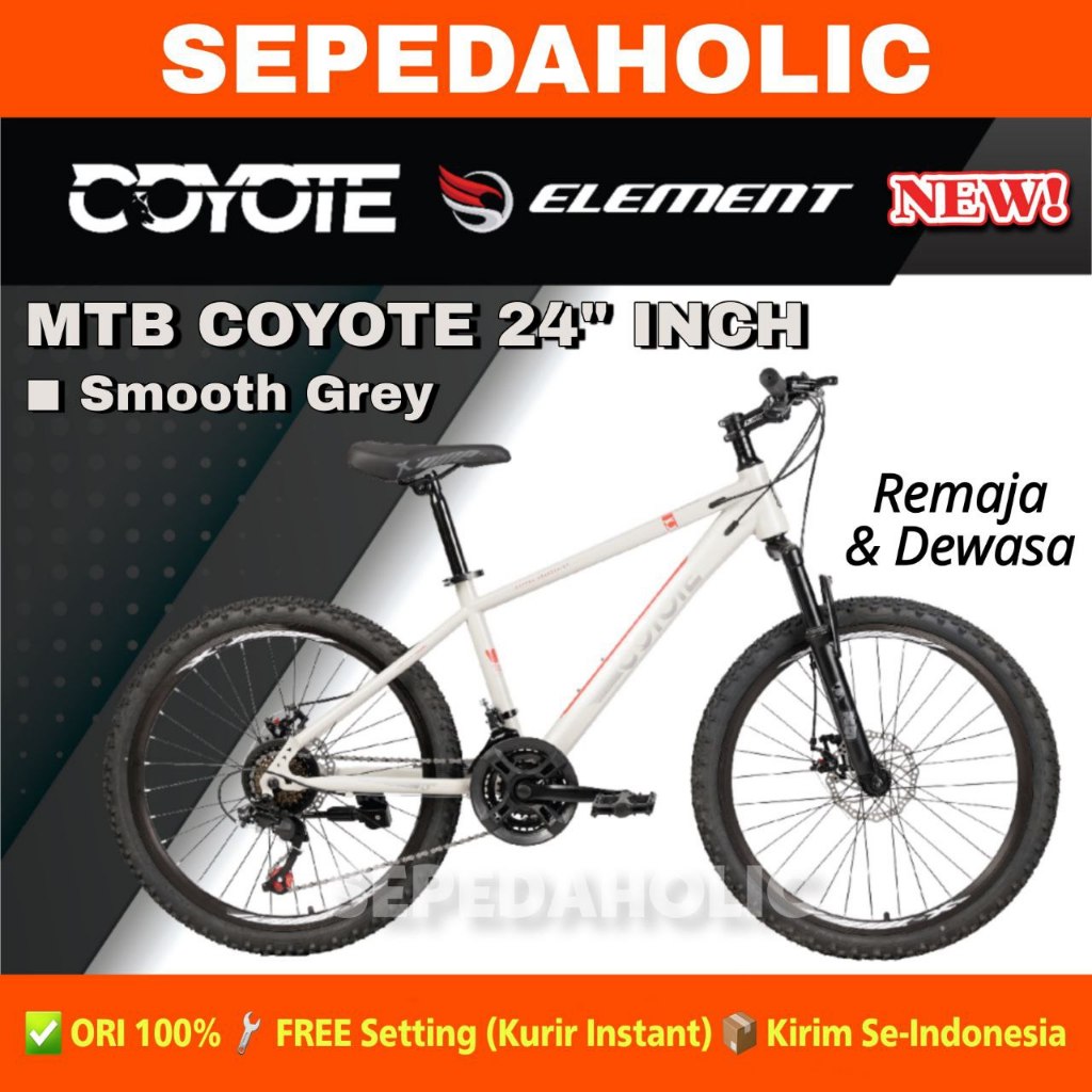 Jual Sepeda Gunung MTB COYOTE Ukuran 24 Inch BY ELEMENT 21 Speed Rem Cakram Remaja Dewasa ...