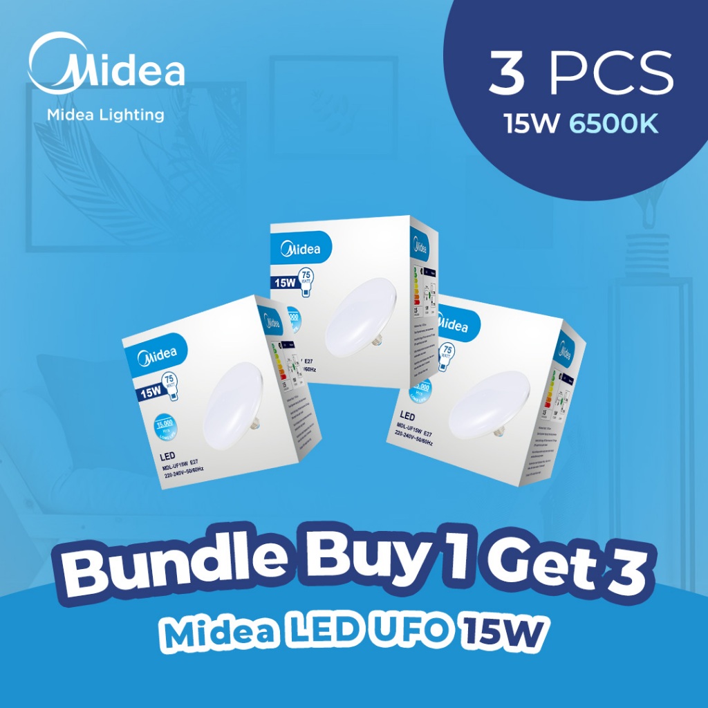 Jual [Bundle] Midea Lighting - Lampu LED UFO 15 Watt 6500K - Putih - isi 3 pcs | Shopee Indonesia