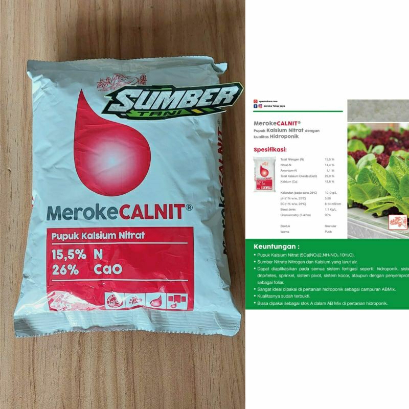 Jual Pupuk Kalsium Calcinit CALNIT Meroke 1kg Calcium Nitrat Pupuk Daun ...