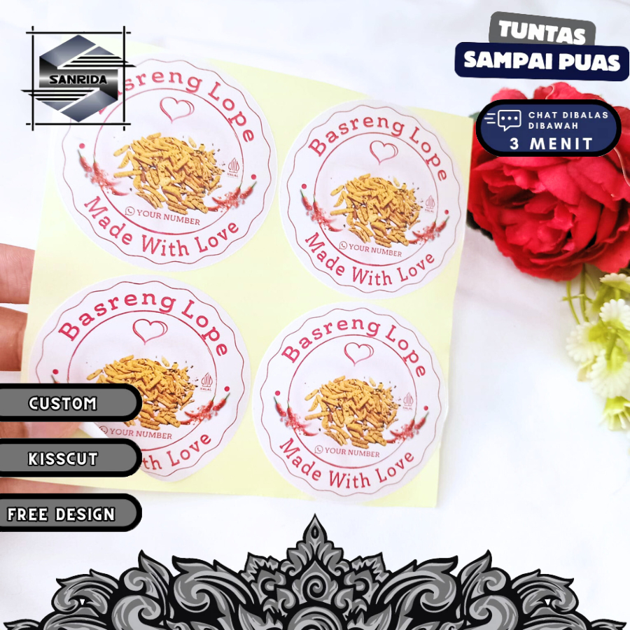 Jual 2-4 Sanrida Cetak Label Makanan Ringan Basreng Pedas Sticker Murah ...