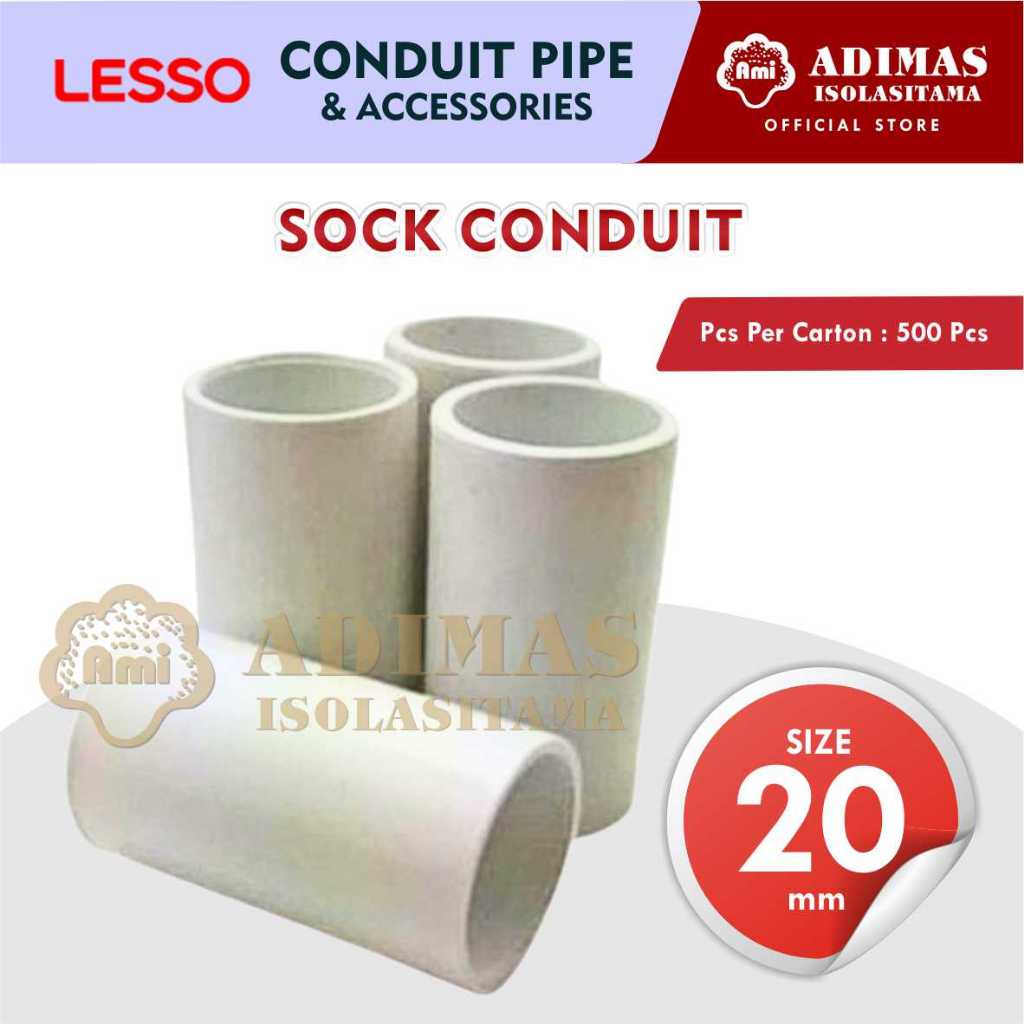 Jual Lesso Sock Conduit Untuk Sambungan Pipa Conduit Diameter 20 mm Meter Putih | Shopee Indonesia