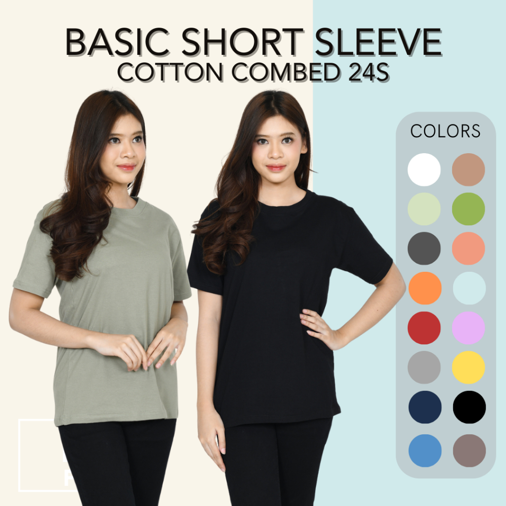 Jual KAOS POLOS WANITA COTTON COMBED 24S - KAOS LENGAN PENDEK WANITA ...