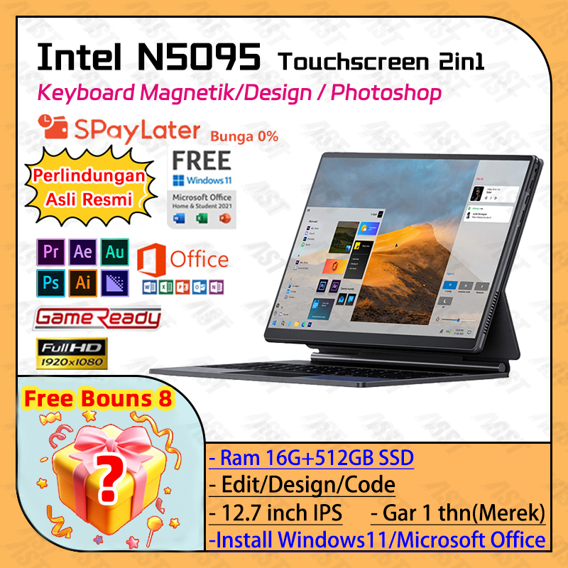 Jual AST laptop 2in1 Intel N5095 touchscreen lipat Ram16+512GB SSD 12.7 ...