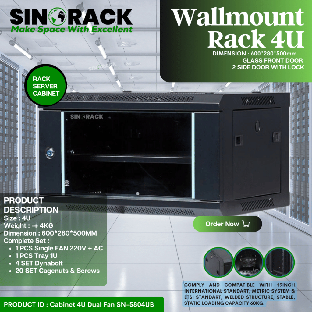 Jual Sinorack Wall Mount Rack Server 4U Big Premium | Shopee Indonesia