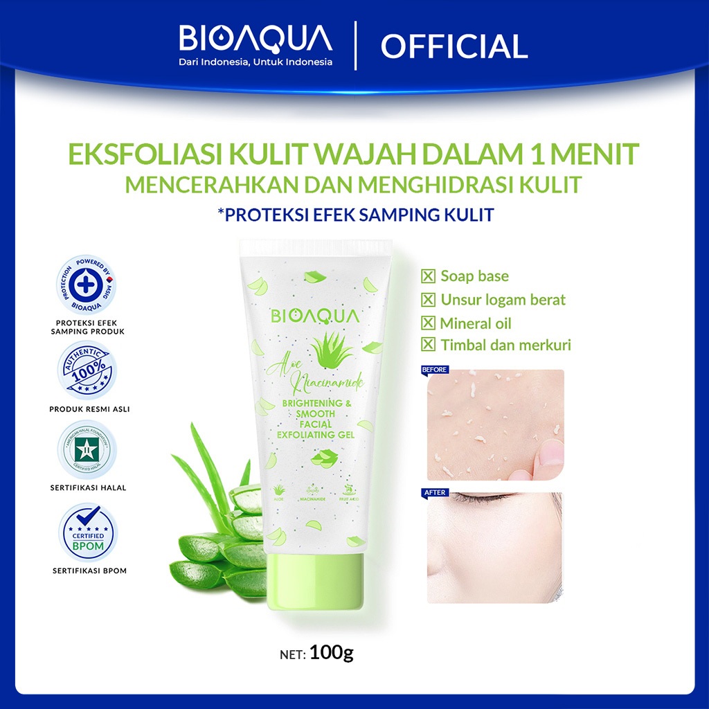 Jual BIOAQUA Scrub Wajah Peeling Gel Niacinamide Brightening & Smooth ...
