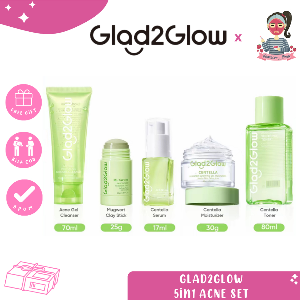 Jual GLAD2GLOW ACNE SET BUNDLE ALL IN 1-2/3/4/5 PCS PAKET SKINCARE ACNE ...