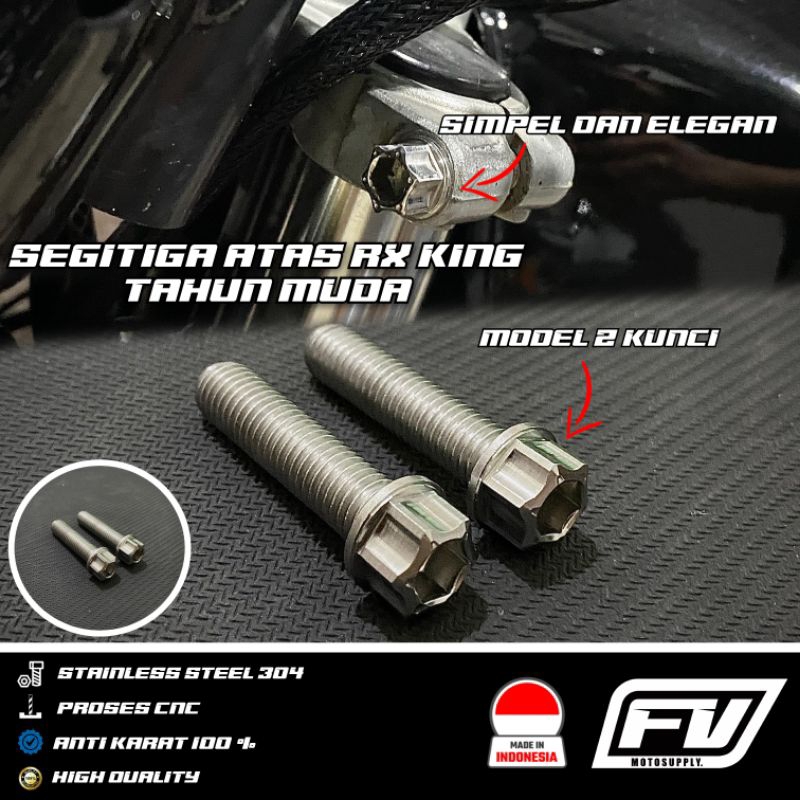 Jual Baut Stainless CNC Segitiga Atas Bawah RX KING Dan NINJA SS Model 2 Kunci Anti Karat ...