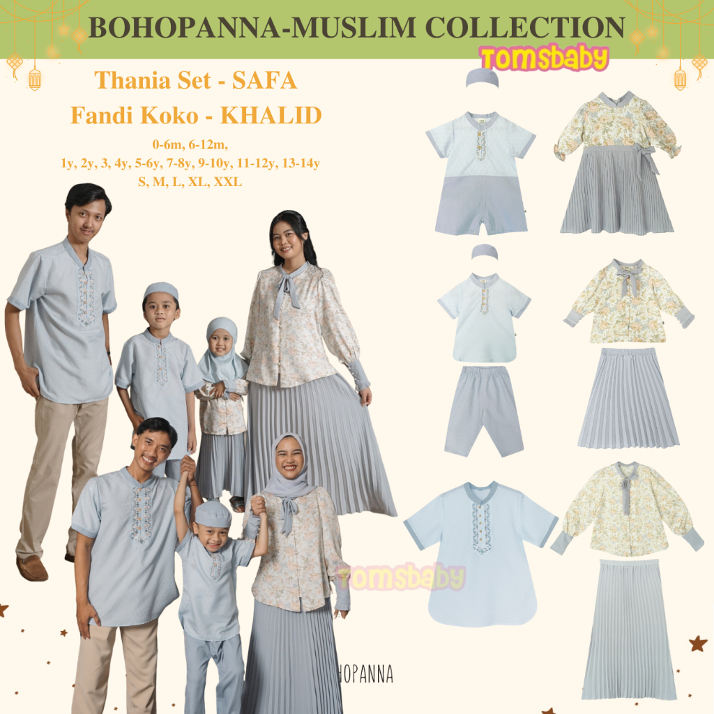 Jual [TOMS] BOHOPANNA - Sarimbit Raya Idul Fitri SAFA - KHALID | THANIA BABY, KIDS & MOM Set ...
