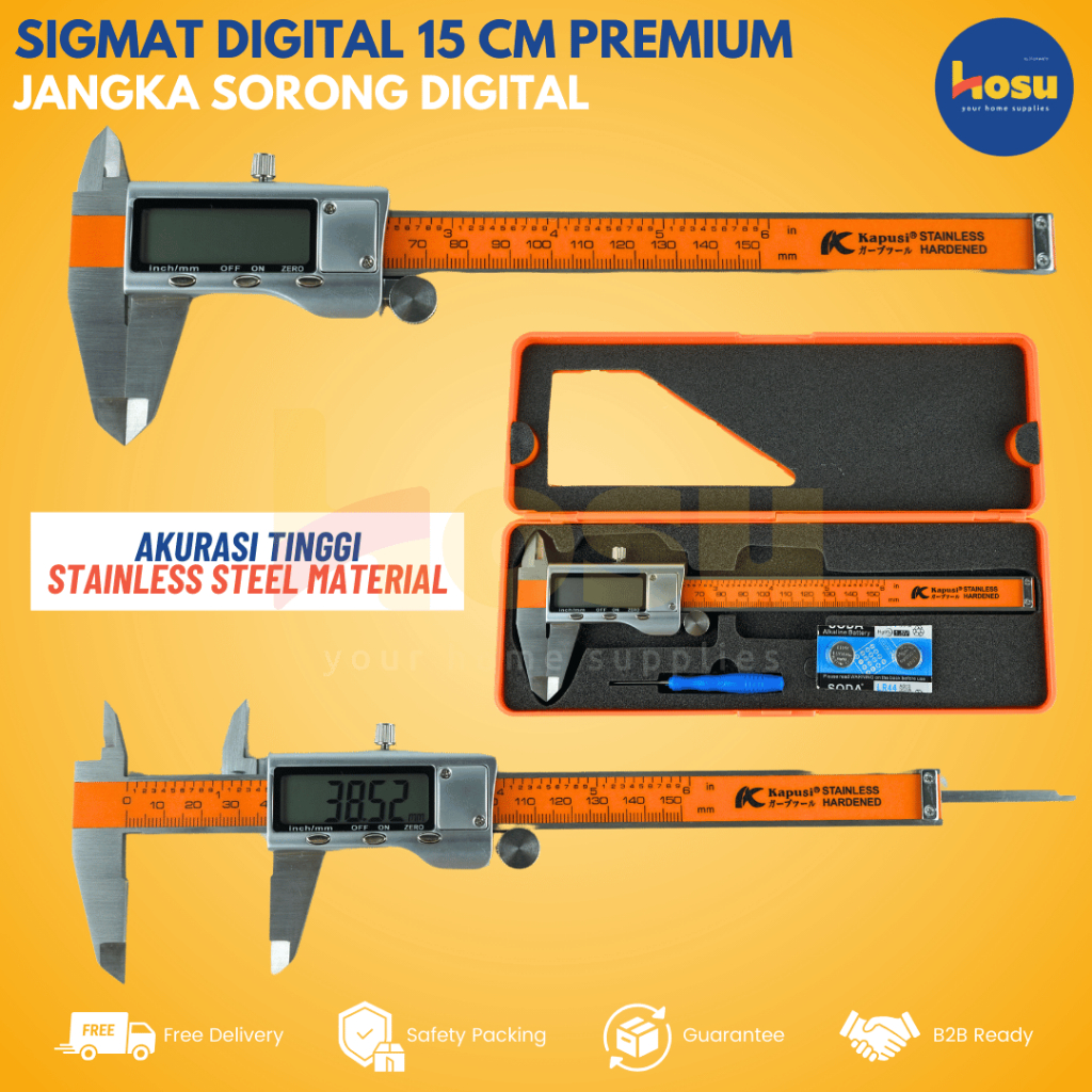Jual Sigmat Digital 15cm Premium Jangka Sorong Digital Stainless Steel 6 Inch (150mm) Sigmat ...