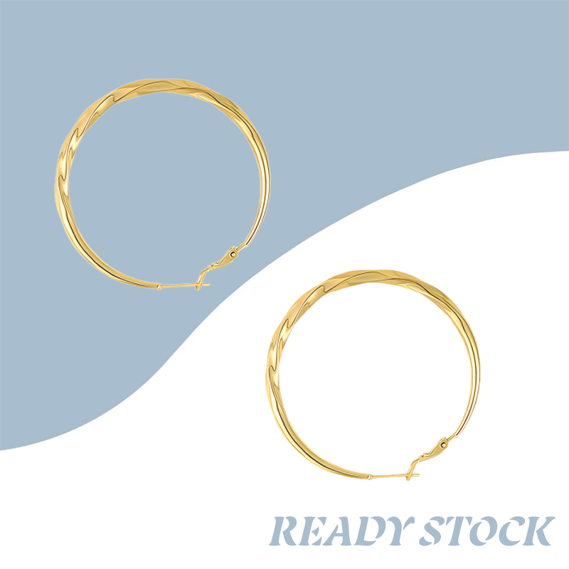 Jual Anting Lingkaran Besar Emas 17K Wanita Anting Emas Perhiasan Emas ...