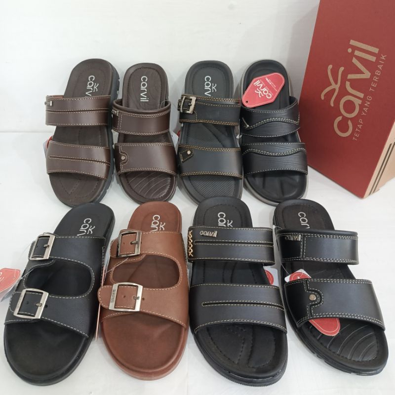 Jual Macam Macam Sandal Kasual Pria Merk Carvil | Sandal slide Sopan ...