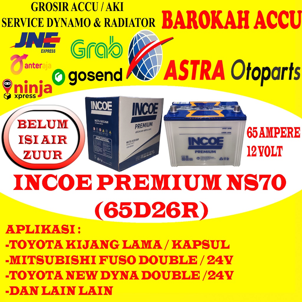 Jual AKI INCOE PREMIUM NS70 / 65D26R , 65 AH ASTRA OTOPARTS | Shopee Indonesia
