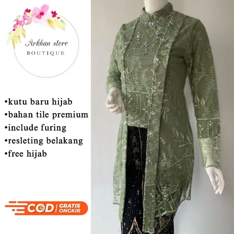 Jual set kebaya kutu baru hijab/kebaya wisuda aesthetic free hijab/set ...