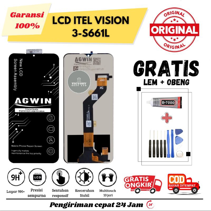 Jual Lcd ITEL VISION 3 - S661L AGWIN PREMIUM Original GRATIS lem+ Obeng ...