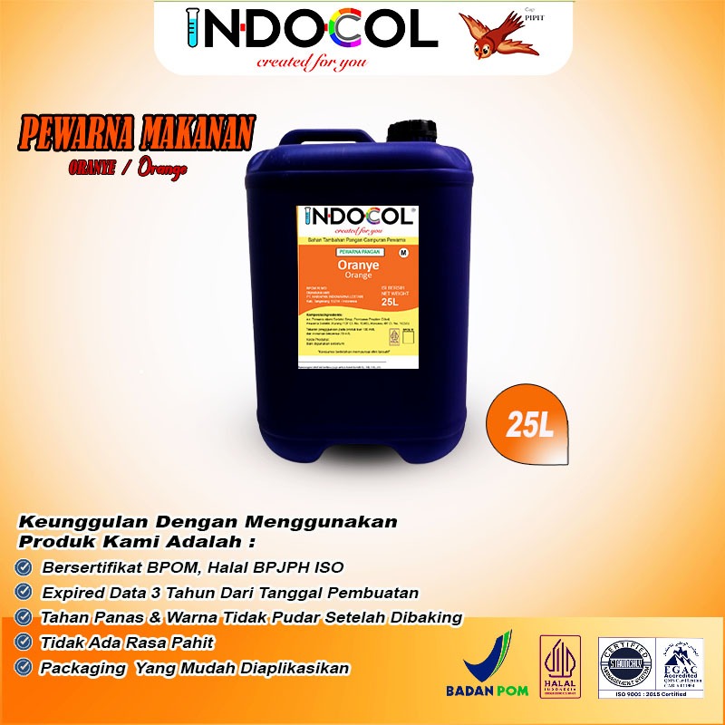 Jual INDOCOL PEWARNA CAIR ORANYE (25 LITER) | Shopee Indonesia