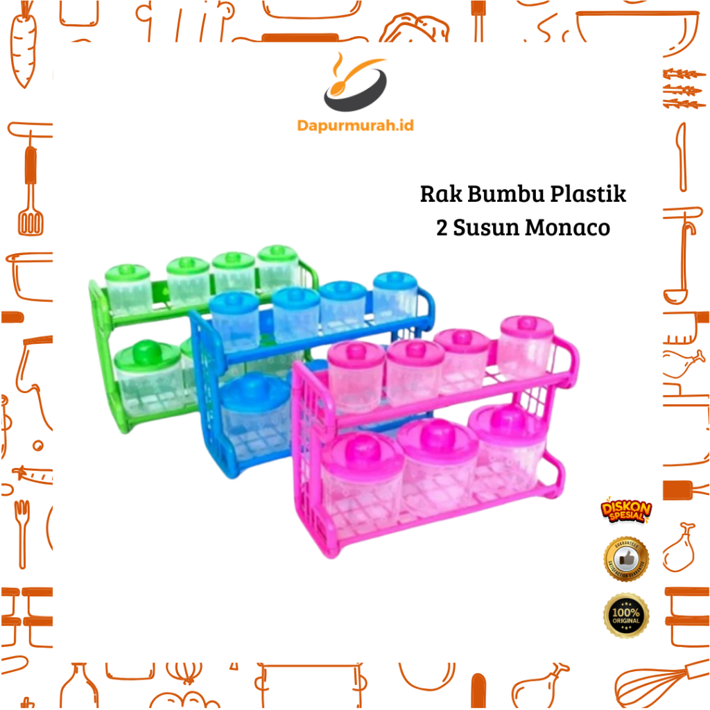 Jual Rak Bumbu Kitchen Set Monaco 7 Tabung Warna - Tempat Bumbu Plastik ...