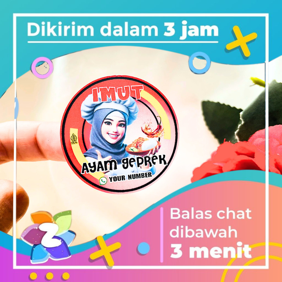 Jual 5-8 Stiker Custom Makanan Ayam Geprek Sticker Catering Box Kemasan ...