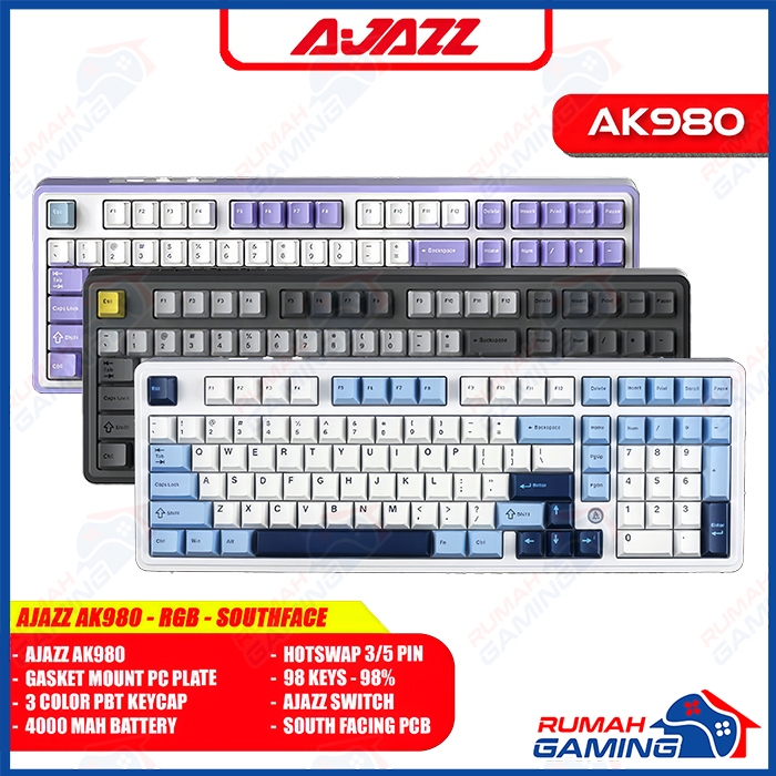 Jual AJAZZ AK980 - 98% - 3 Mode - Knob - South Face - Mechanical Keyboard | Shopee Indonesia