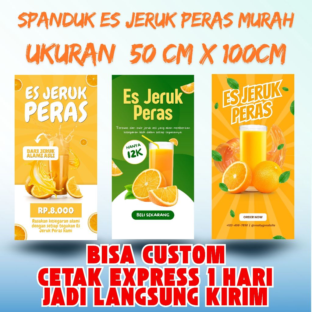 Jual Spanduk Banner Jualan Es jeruk Peras ukuran 50cmx 100 cm murah ...