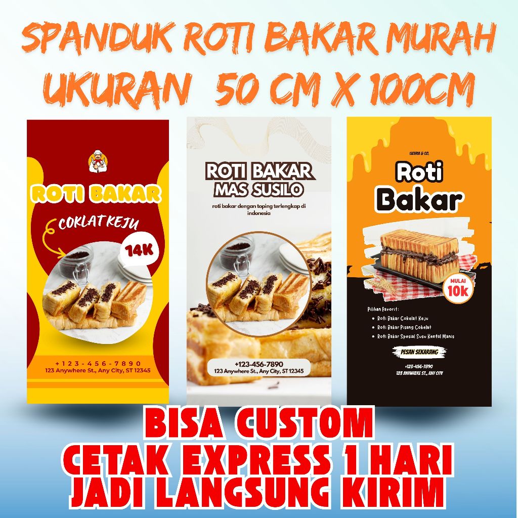 Jual Spanduk Banner Roti Bakar ukuran 50cmx100cm murah Bisa Custom ...