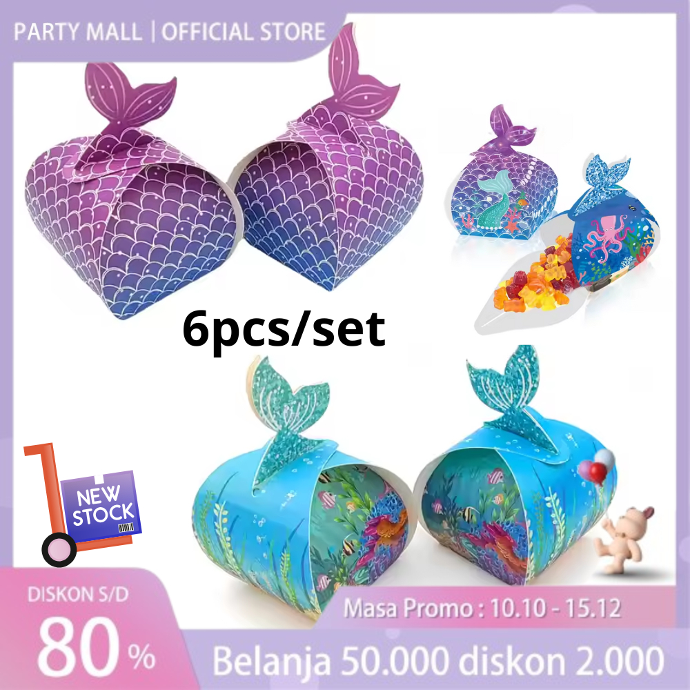 Jual 6pcs Box Snack Motif Mermaid Box Permen Sekali Pakai Kotak Snack ...
