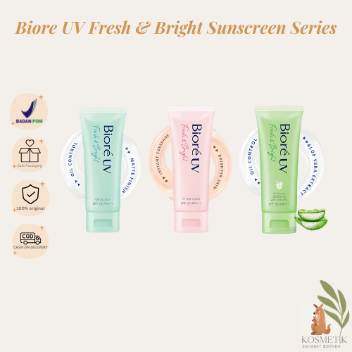 Jual BIORE UV Fresh & Bright Sunscreen SPF 50 PA++ Series Sunscreen ...