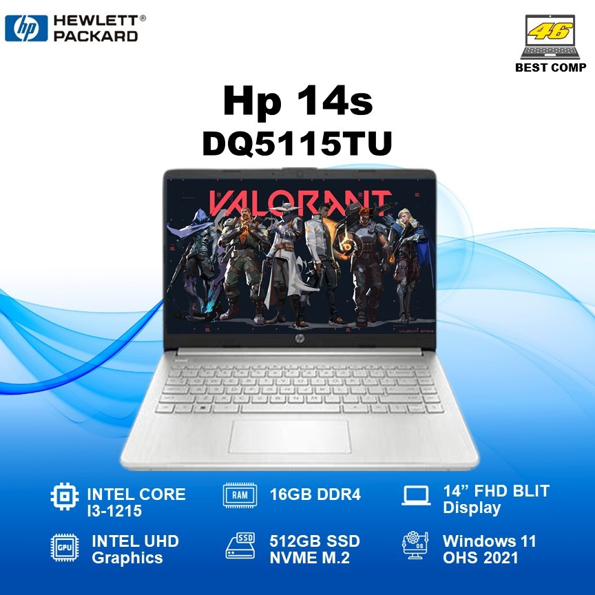 Jual Hp 14s Dq5115tu intel core i3 1215 16Gb 512Ssd 14.0Fhd Windows11 ...