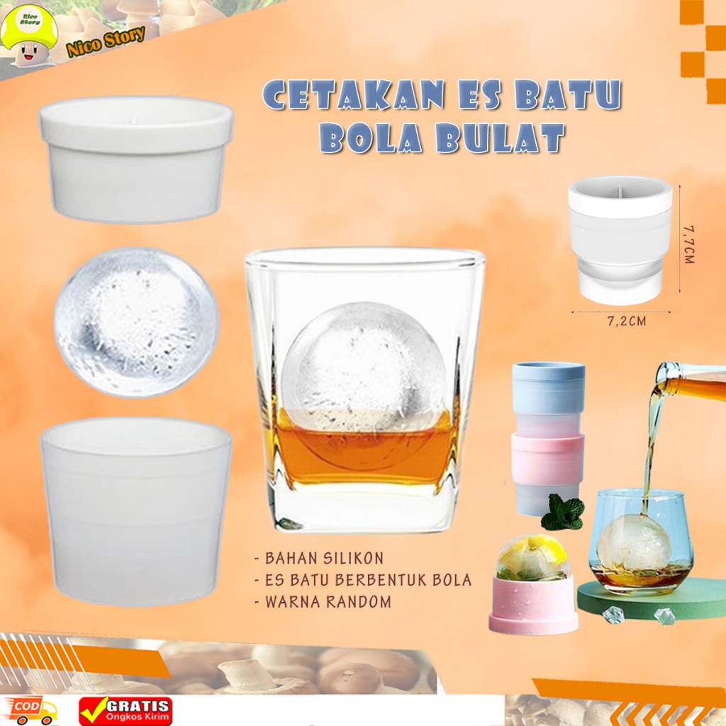 Jual (NCS) Cetakan Es Batu Bentuk Bola Bulat - Ice Ball Maker 3D Cube ...