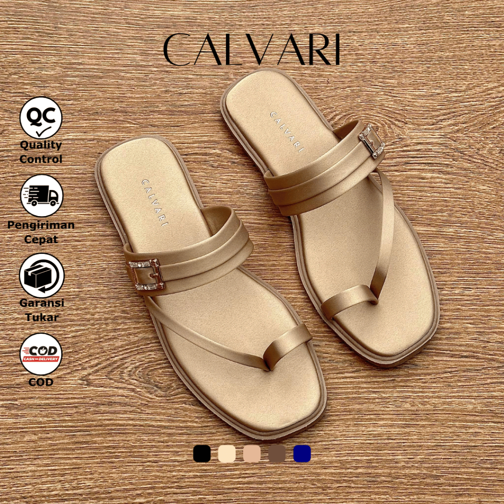 Jual CALVARI - MAGDA Sandal Wanita Korea Teplek Casual Kekinian Size 36 ...