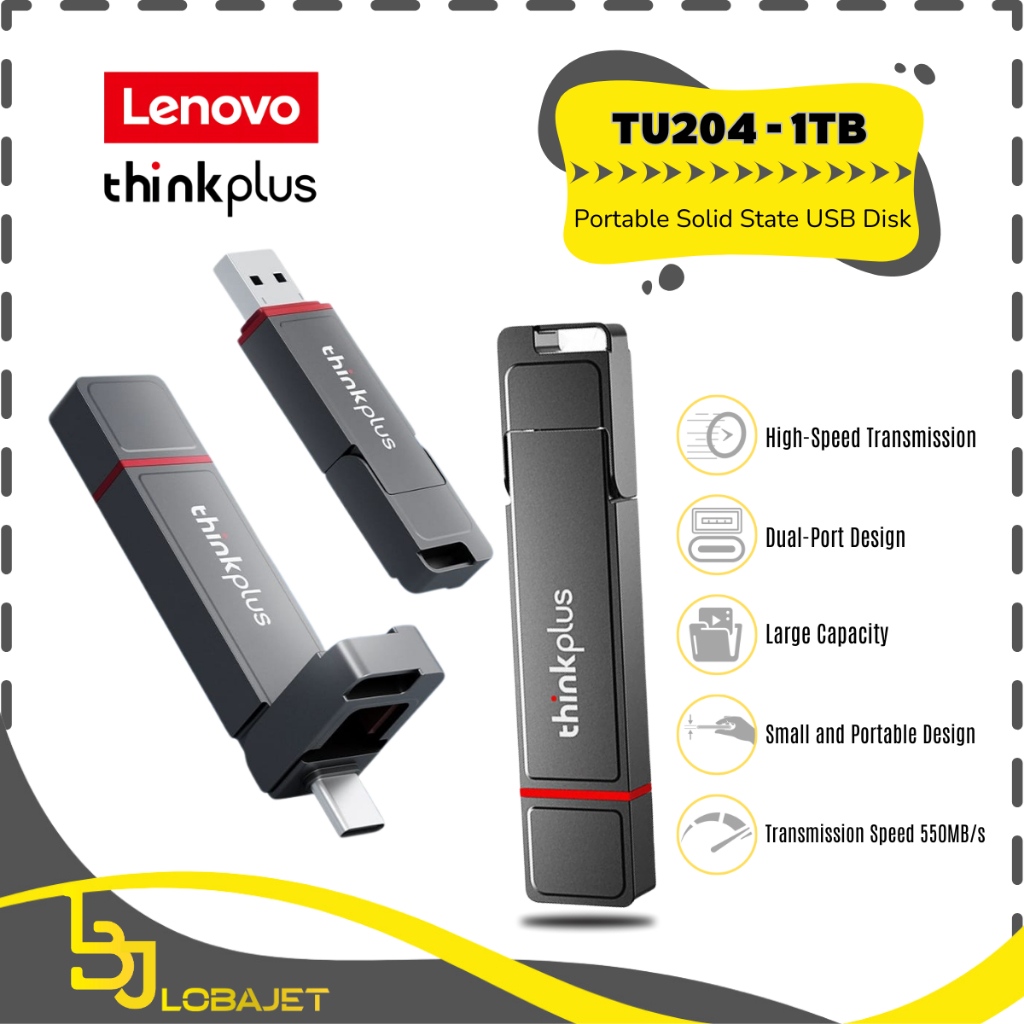 Jual LENOVO thinkplus TU204 1TB - Portable Solid State USB Disk - High-Speed Dual-Port Design ...