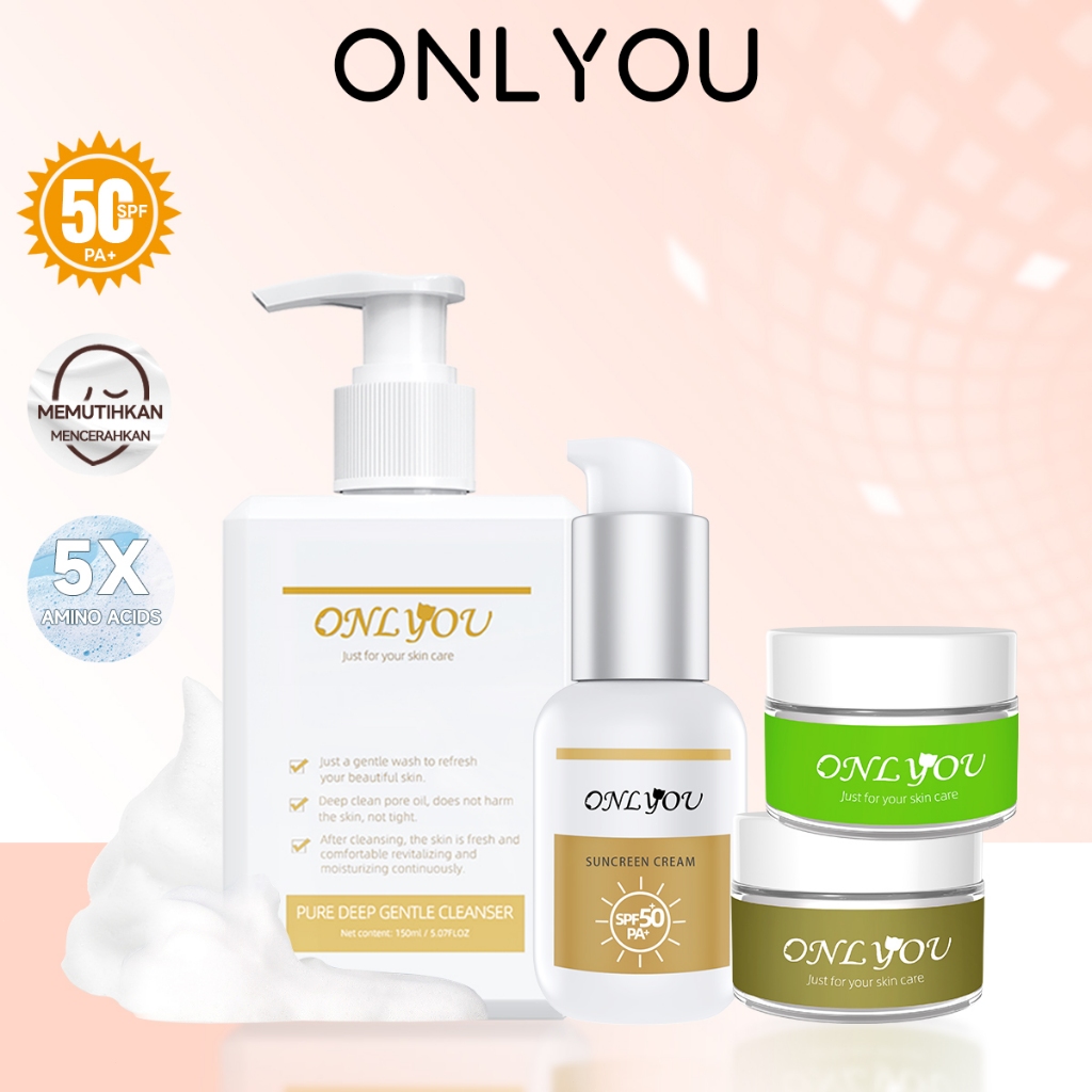 Jual ONLYOU Skincare 4PCS PAKET / ONLYOU Menyegarkan SPF 50+ PA+ ...