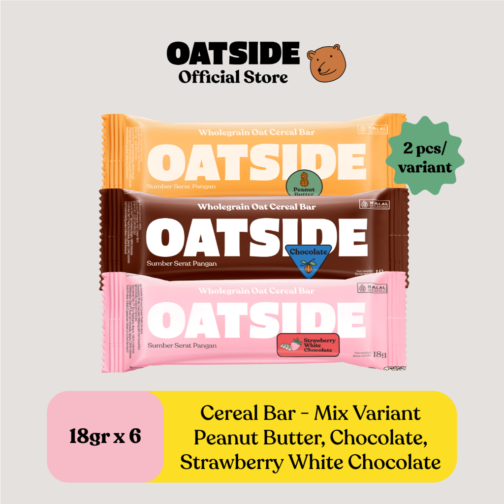 Jual OATSIDE Mix Cereal Bar Chocolate,Peanut Butter, Strawberry White Chocolate (6pcs) | Shopee ...