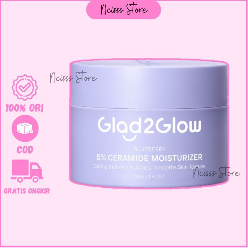 Jual Glad2Glow G2G Blueberry Moisturizer Cream 5x Ceramide Skin Barrier ...