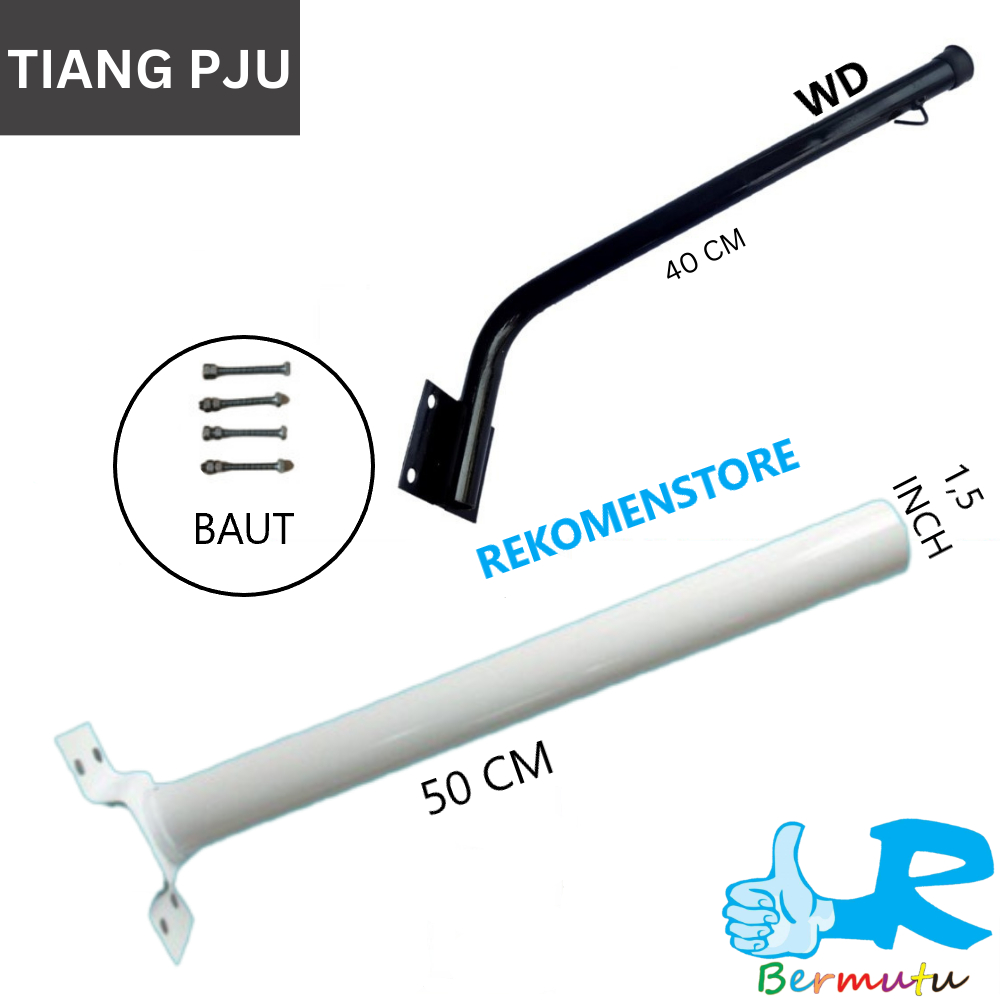 Jual Tiang Besi Lampu Jalan 50cm + Baut 1.5 inch Tiang Besi PJU Putih ...