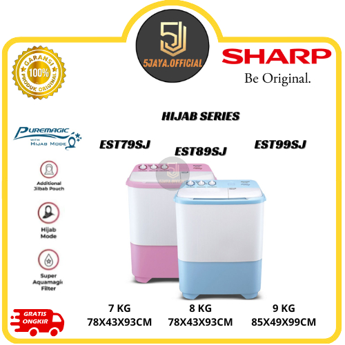 Jual Mesin Cuci Sharp 2 Tabung 7KG, 8KG, 9KG - EST79SJ/EST89SJ/EST99SJ Hijab Series Sharp ...