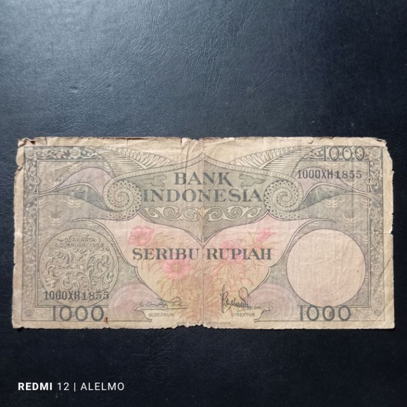 Jual uang kertas 1000 rupiah seri bunga tahun 1959 bekas | Shopee Indonesia