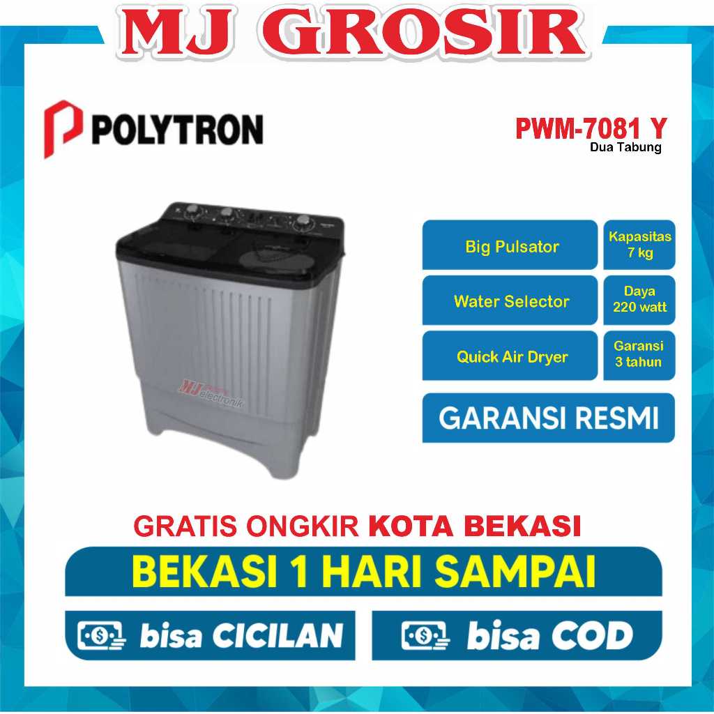 Jual MESIN CUCI POLYTRON PWM 7073 / 7076 / 7081 7KG 2 TABUNG PRIMADONA | Shopee Indonesia