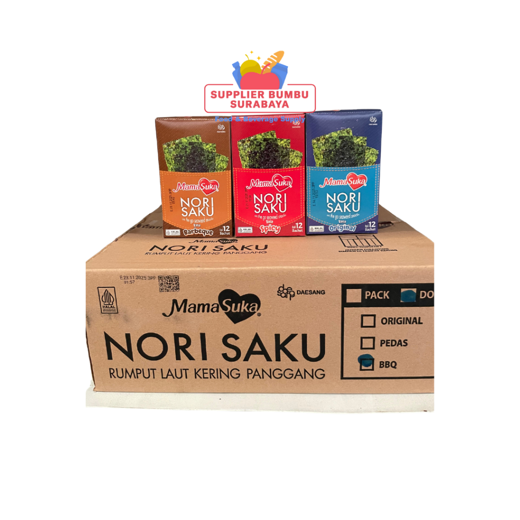 Jual MamaSuka Nori Saku Snack Rumput Laut Box Isi 12 Sachet | Shopee ...