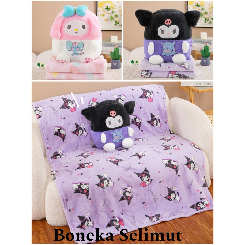 Jual Balmut bantal selimut boneka selimut bantal mobil kuromi dan melody | Shopee Indonesia