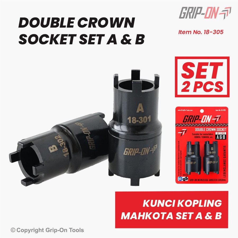 Jual GRIP-ON DOUBLE CROWN SOCKET SET 2PC A & B – GRIP-ON KUNCI MUR KOPLING MAHKOTA KAKI 4 SET ...